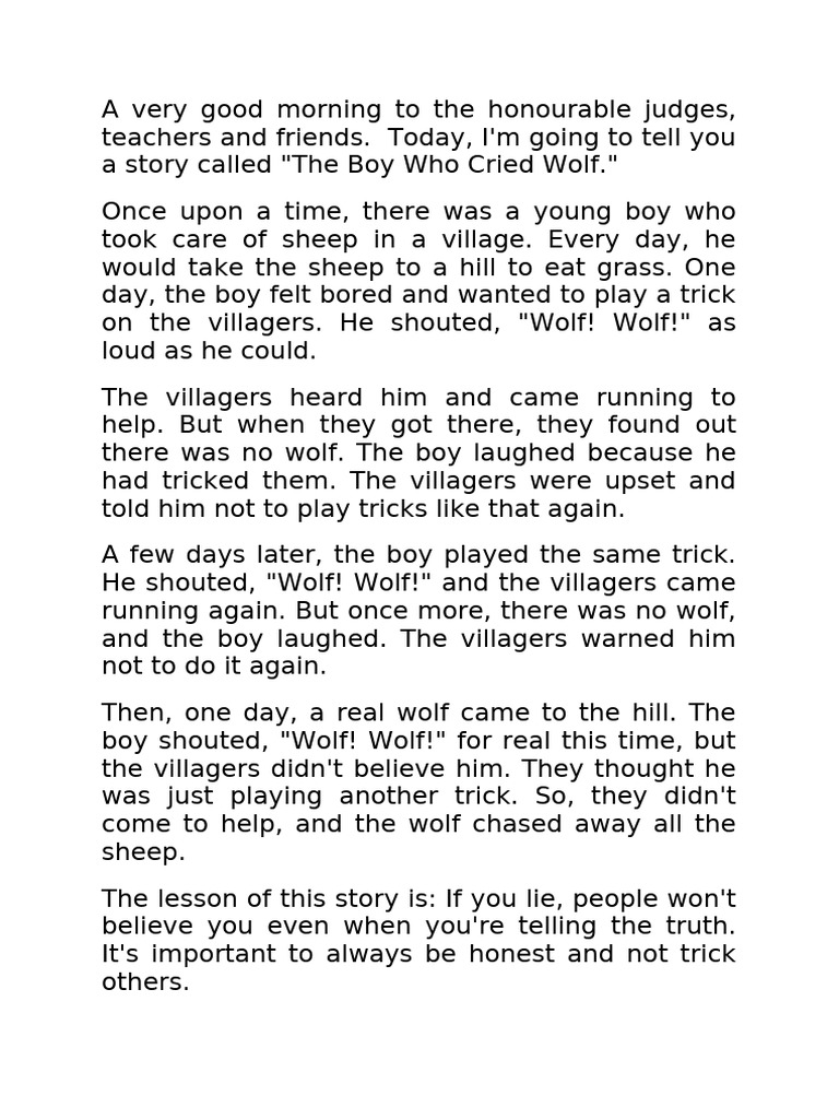 The Boy Who Cried Wolf: A Moral Tale | PDF