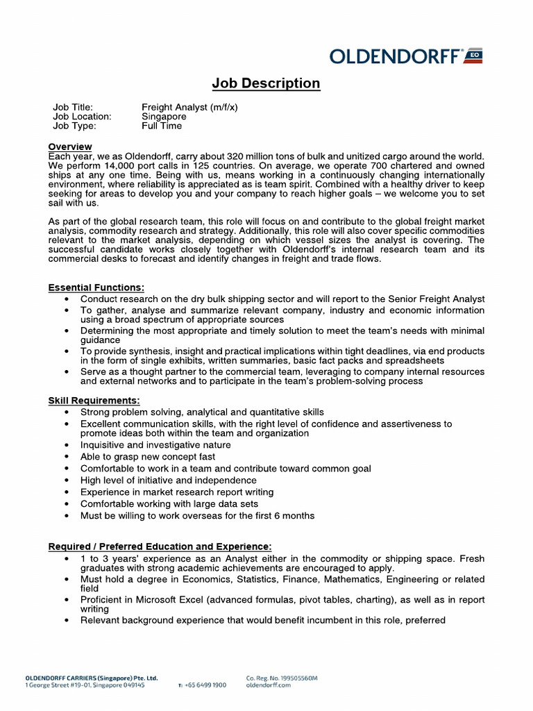 JD - Freight Analyst | PDF