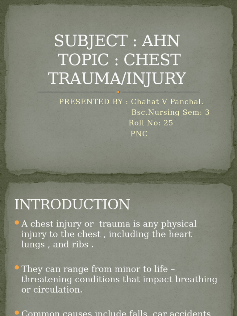 Chest Injury | PDF | Thorax | Diseases And Disorders