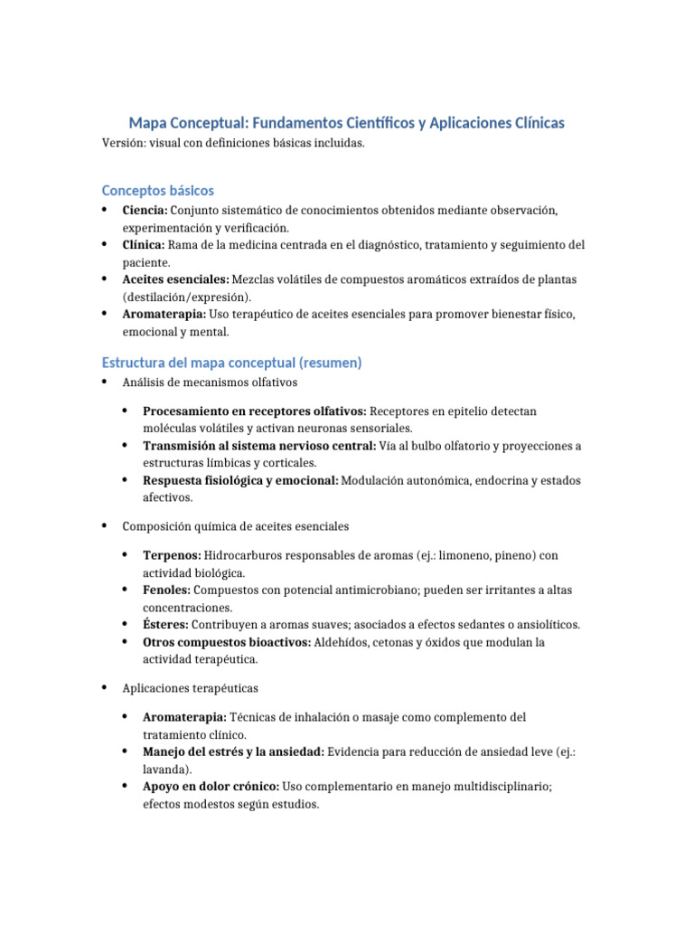 Mapa Conceptual Fundamentos Final | PDF | Aromaterapia | Medicina CLINICA