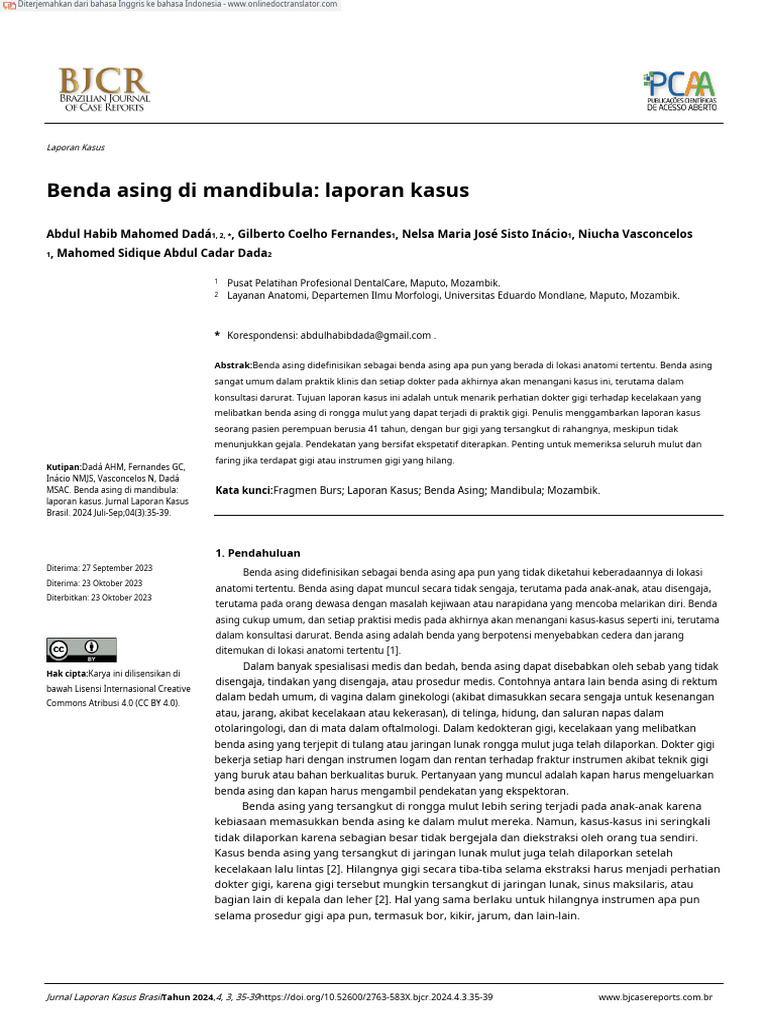 Foreign Body in the Mandible.en.Id | PDF