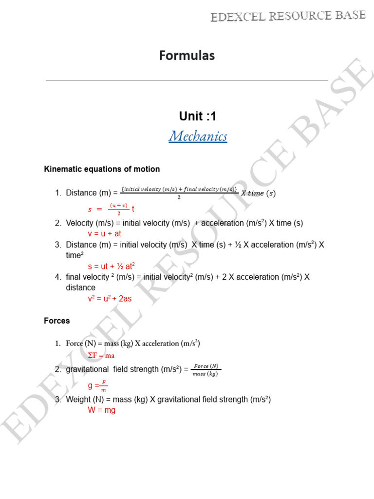 Physics Formulas and Concepts Guide | PDF | Wavelength | Voltage
