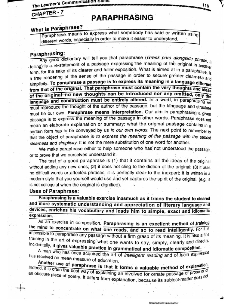 Paraphrasing - 4th Semester | PDF