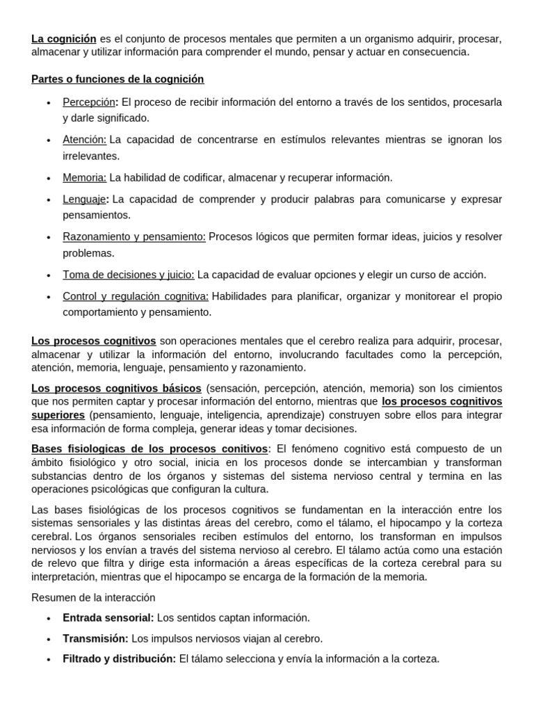 La Cognición | PDF | Percepción | Cognición
