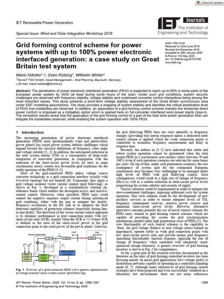 IET Renewable Power Gen - 2020 - Ndreko - Grid Forming Control Scheme ...