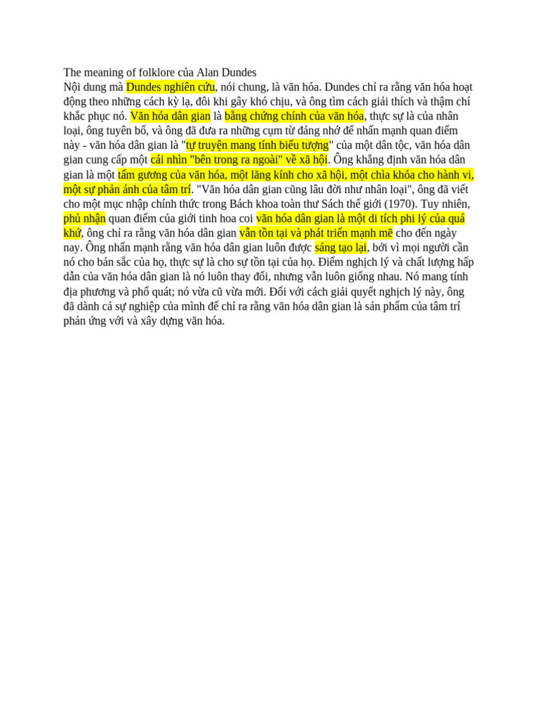 The Meaning of Folklore C A Alan Dundes | PDF