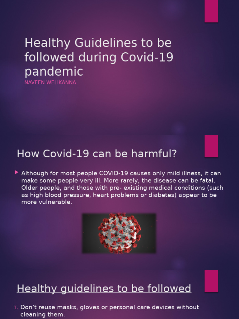 Healthy Guidelines To Be Followed During Covid-19 Pandemic | PDF