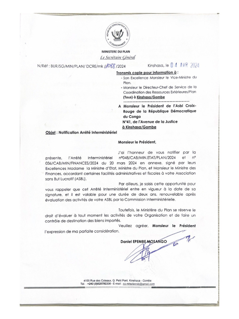 Arreté Interministeriel Plan Finance | PDF