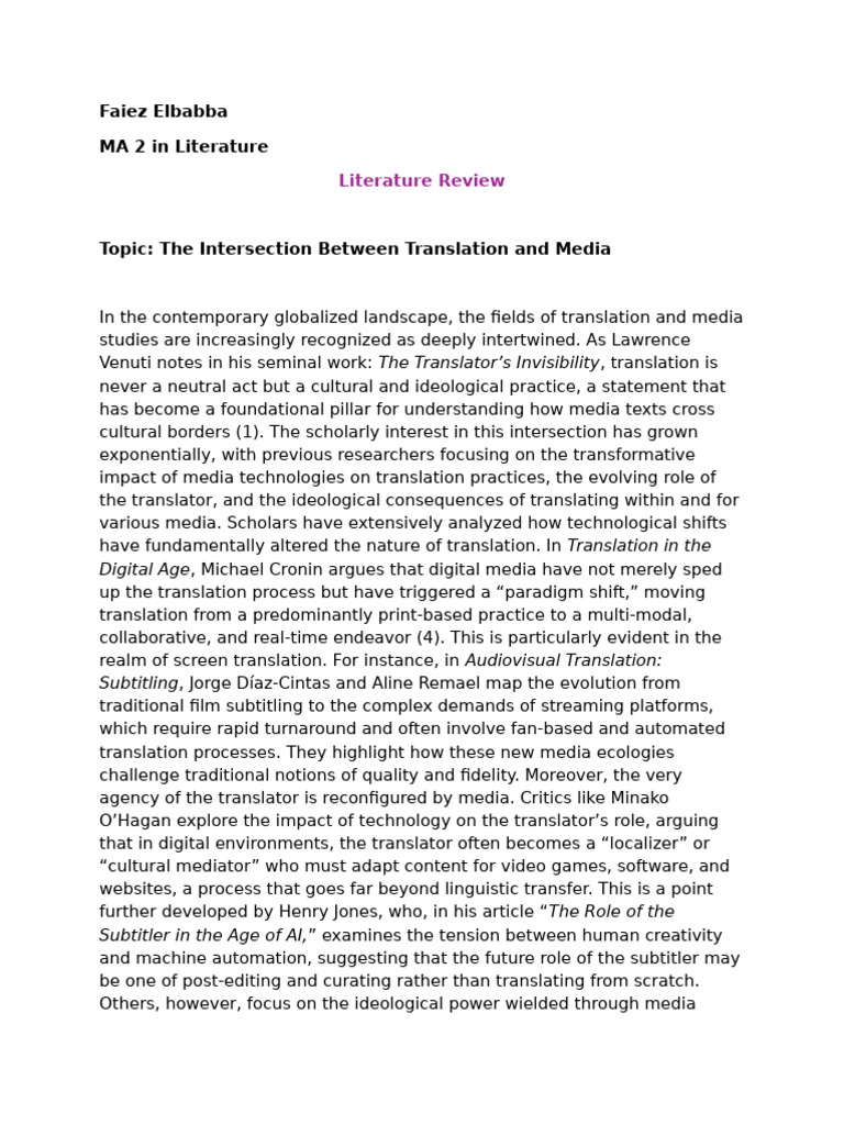 Audio-Visual Translation Topic: Integration Between Translation and ...