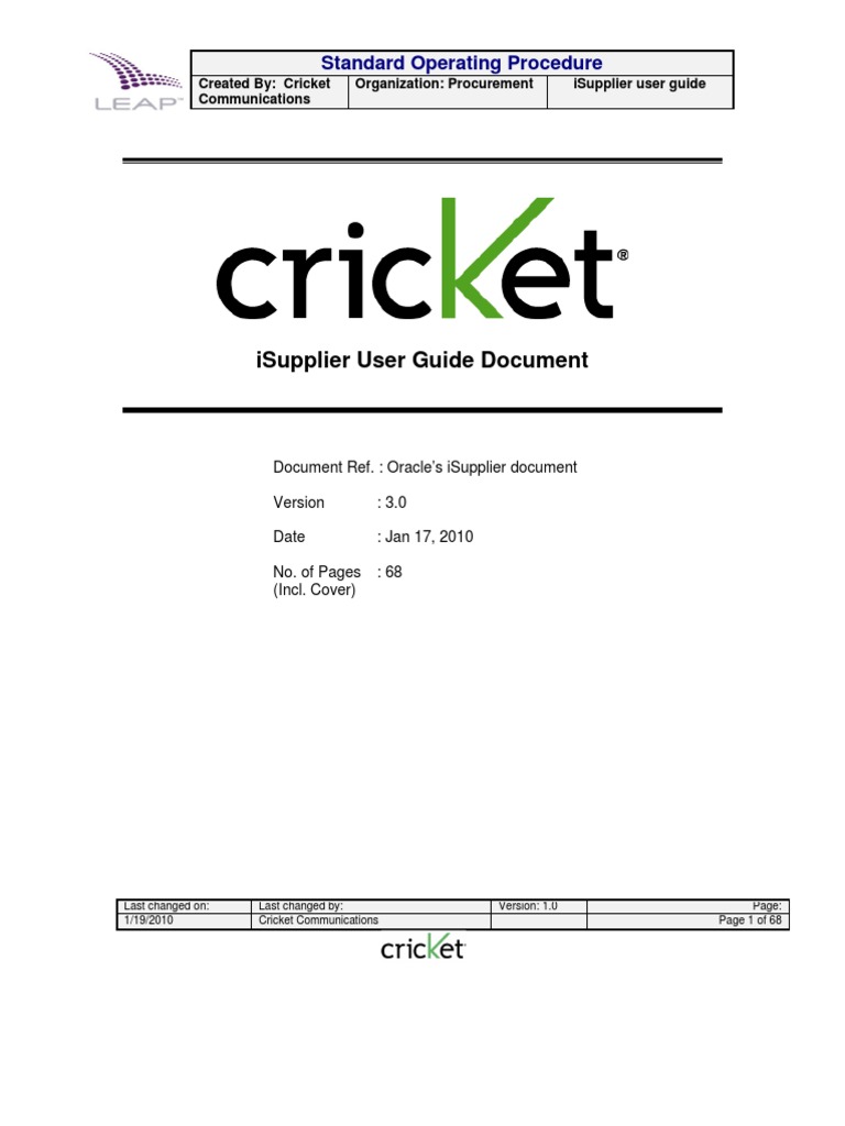 Cricket Isupplier User Guide V2 | PDF | Invoice | Accounts Payable
