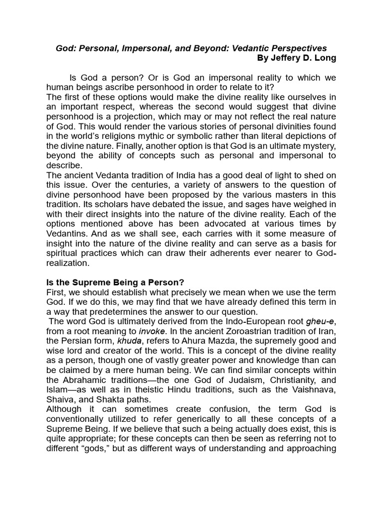 2nd CA Vedantic Concept of God (REF J. Long) | PDF | Vedanta | Brahman