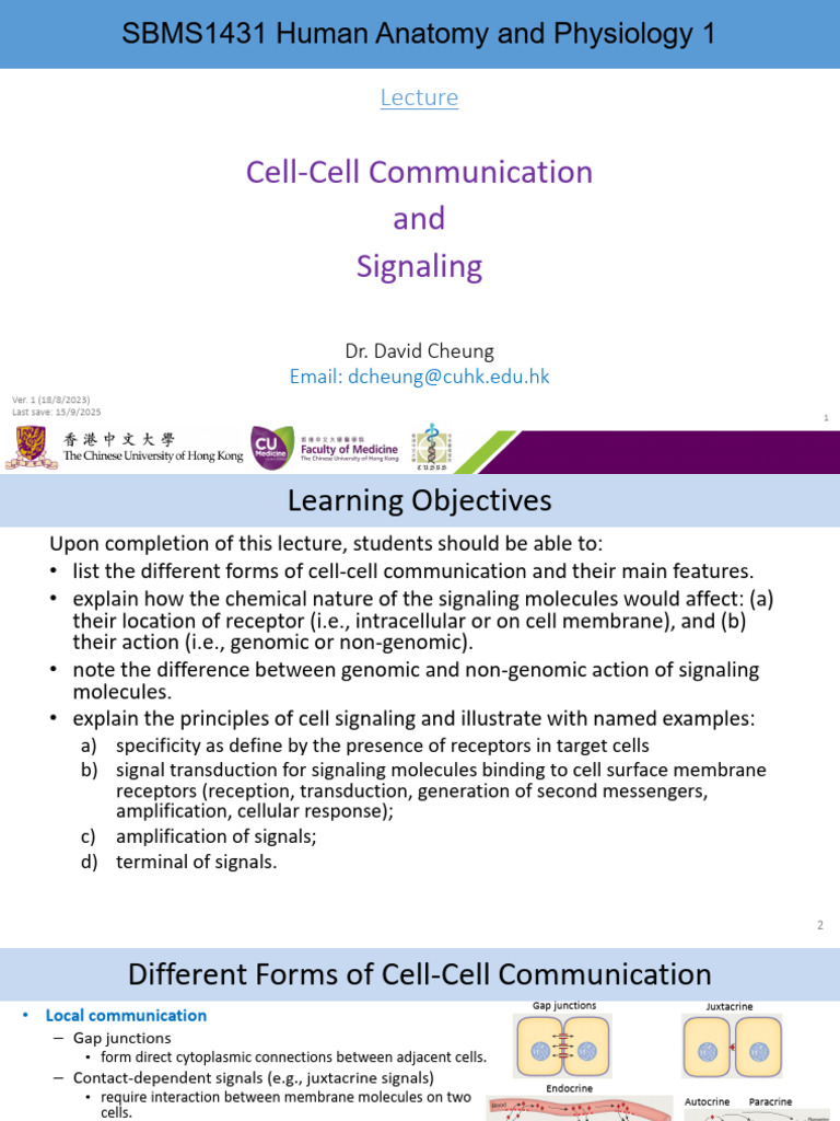 Cell-Cell Communication in Physiology | PDF | Cell Signaling ...