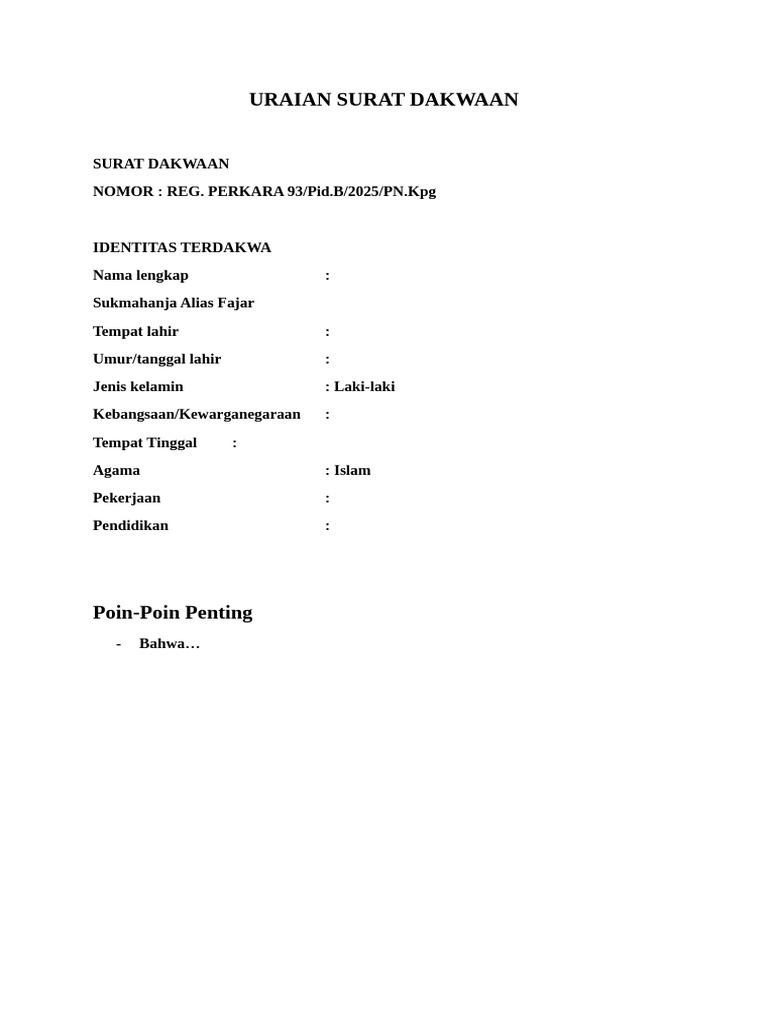 Uraian Surat Dakwaan | PDF