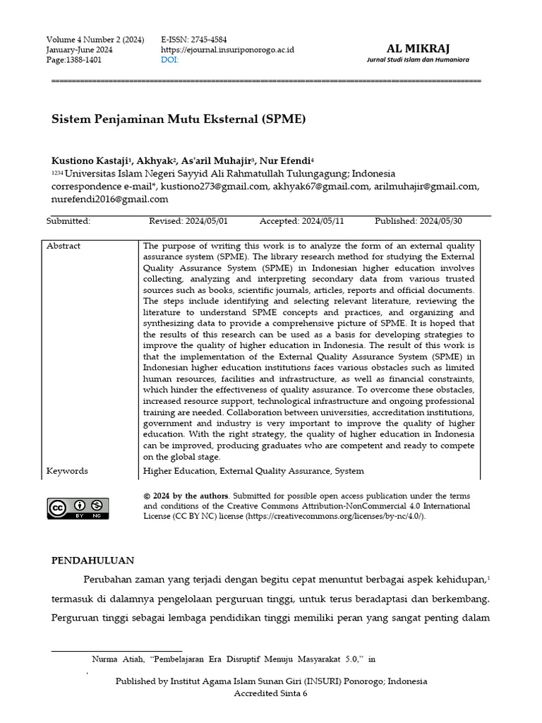 Analisis Sistem Penjaminan Mutu Eksternal | PDF