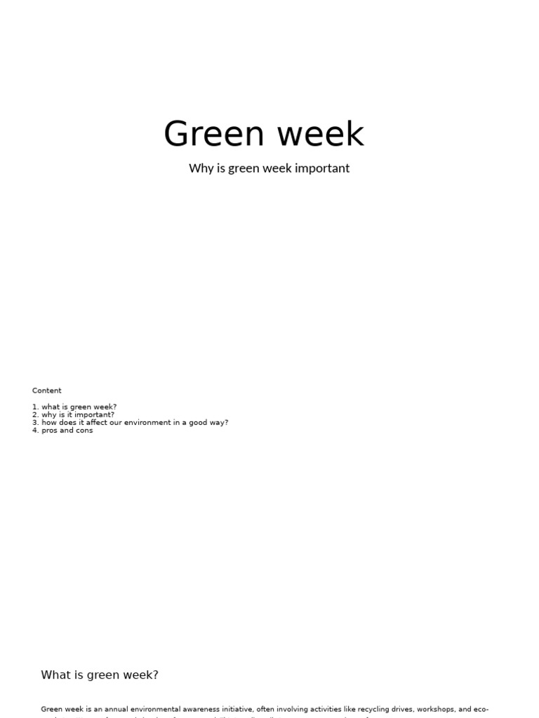 Green Week | PDF