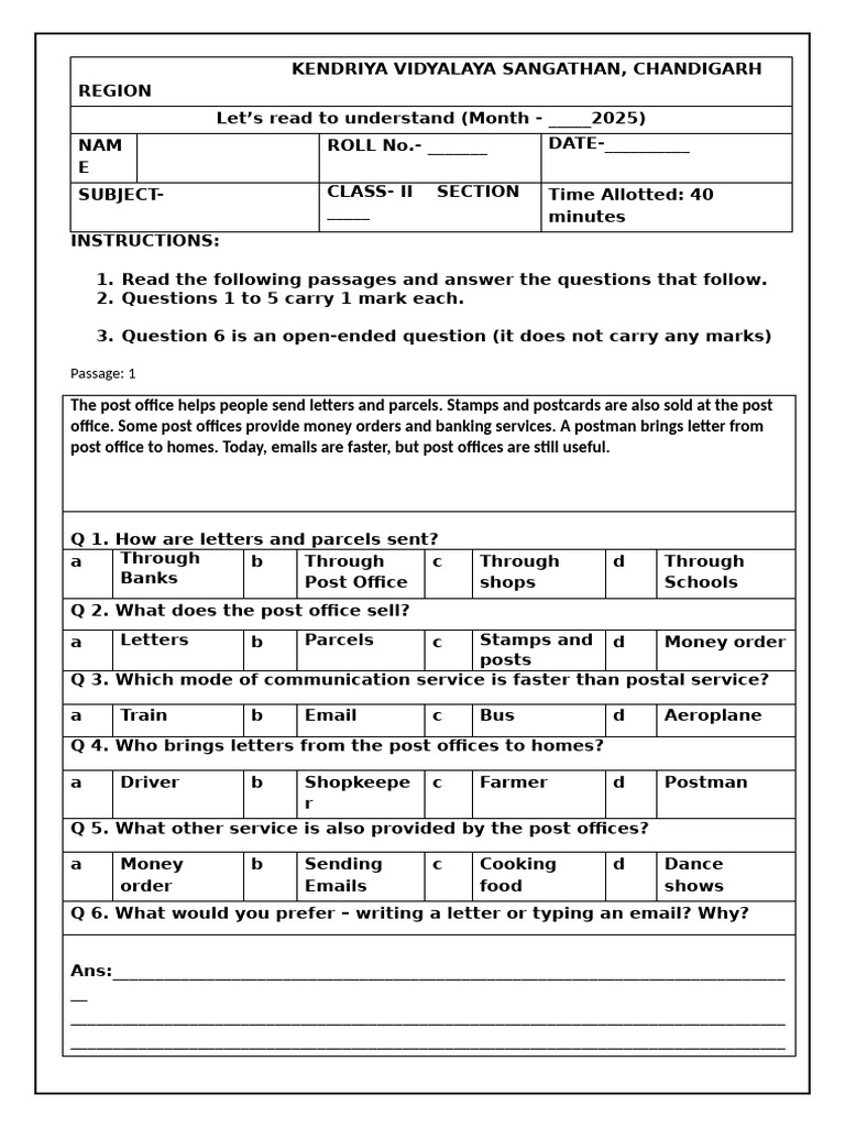 Reading Assessment Class 2 October 2nd Fortnight | PDF