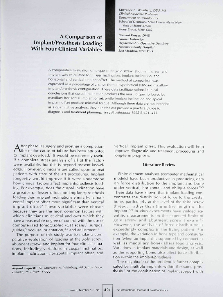 Implant/Prosthesis Loading Factors | PDF | Dental Implant