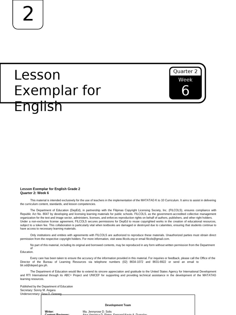 Grade 2 English Lesson Plan Week 6 | PDF | Syllable | Subject (Grammar)