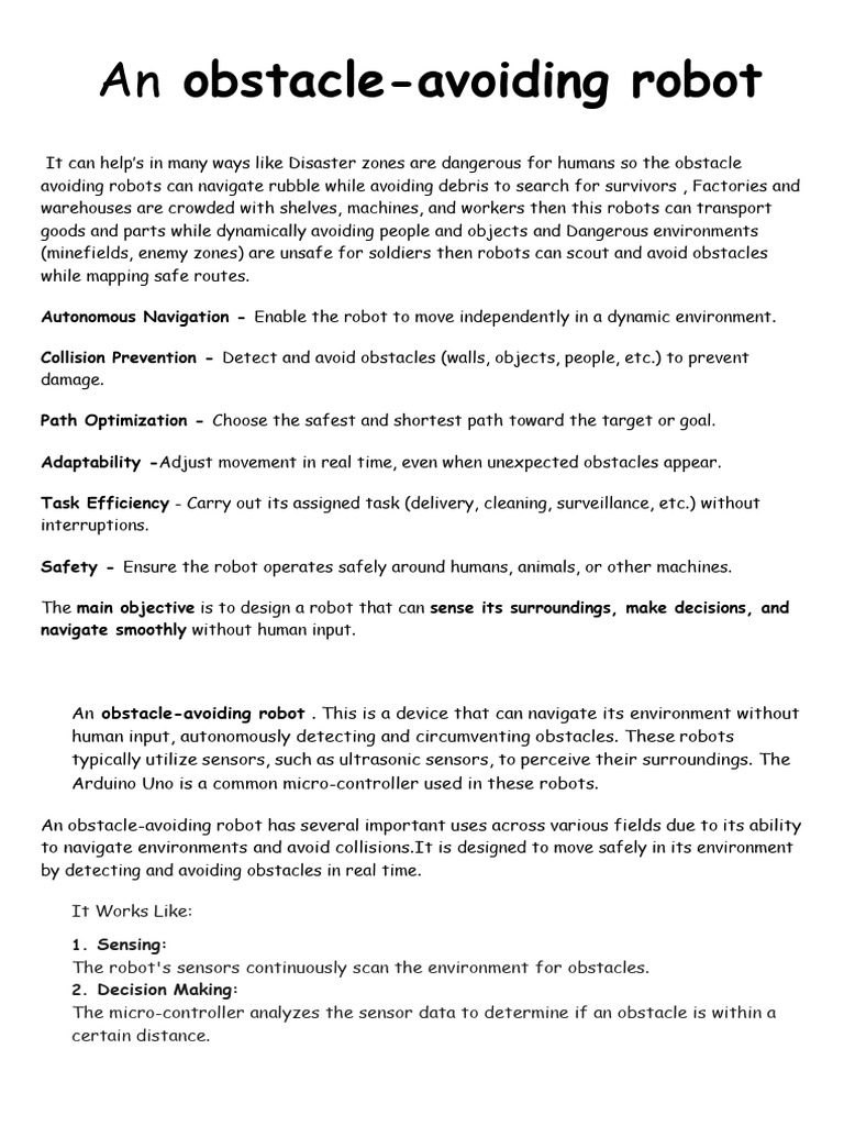 Obstacle-Avoiding Robot Technology | PDF