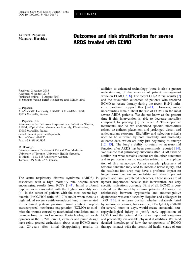 ECMO for Severe ARDS: Outcomes & Risks | PDF | Clinical Medicine ...