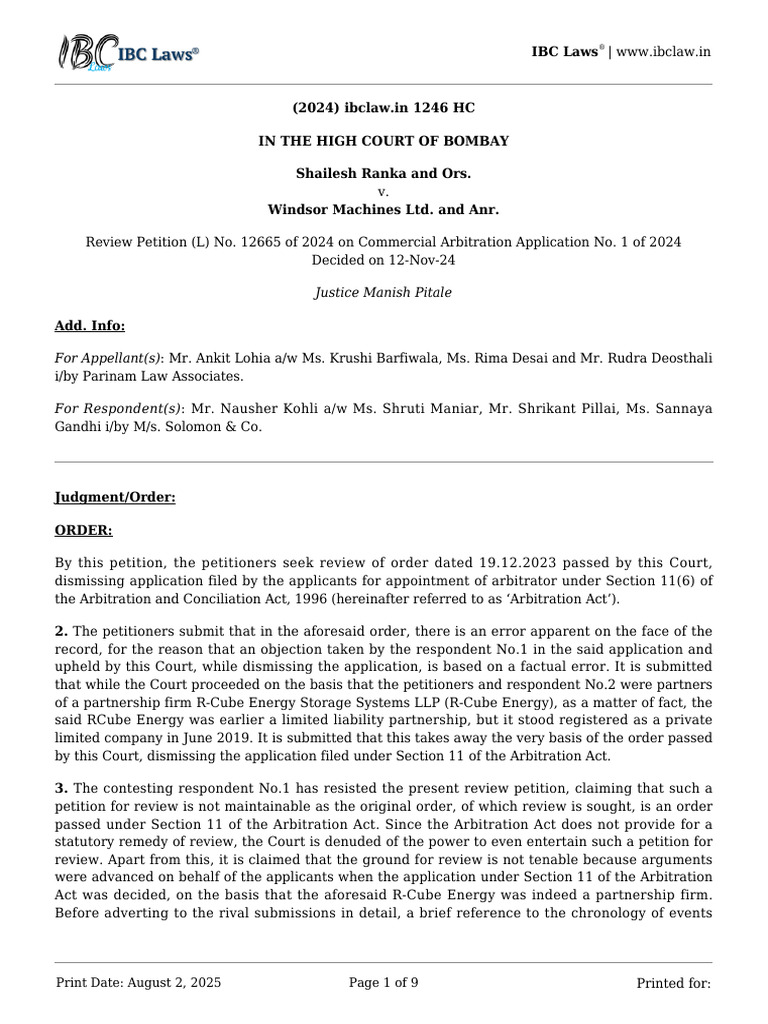 Shailesh Ranka and Ors Vs Windsor Machines LTD and Anr Bombay High ...