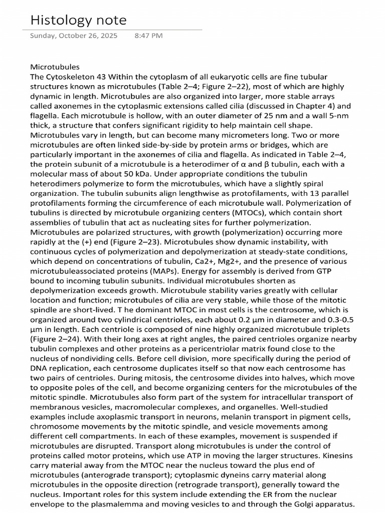 Histology Note | PDF