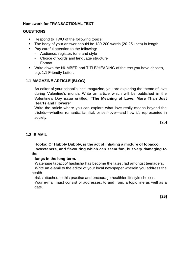 Homework For Transactional Text-1 | PDF