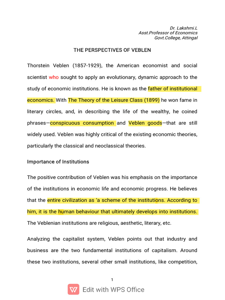 Perspectives of Veblen | PDF