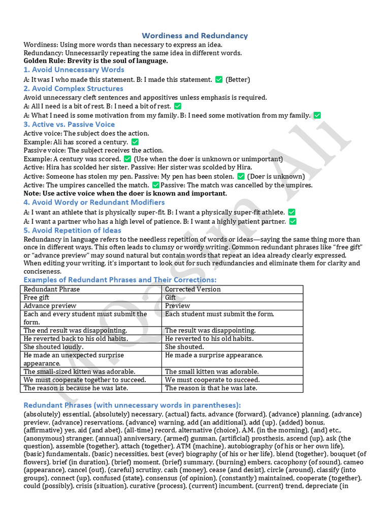 Reducing Wordiness and Redundancy | PDF
