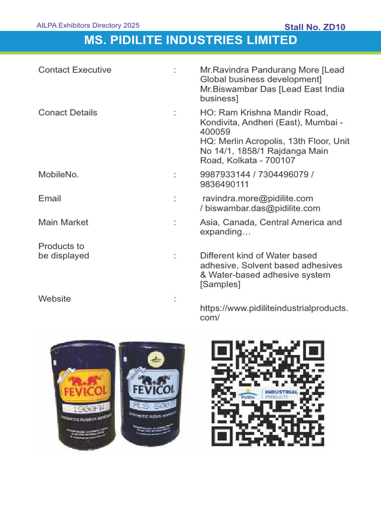 AILPA 2025: Pidilite Industries Info | PDF