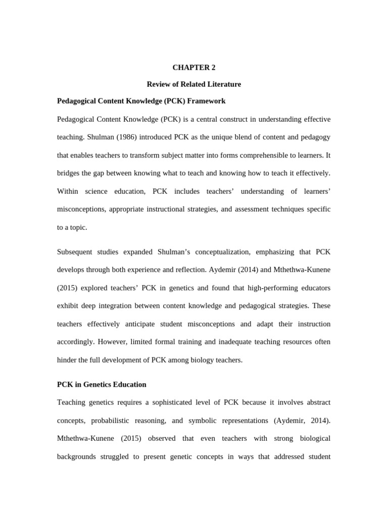 Chapter 2 RRL PCK and Misconceptions | PDF | Pedagogy | Knowledge
