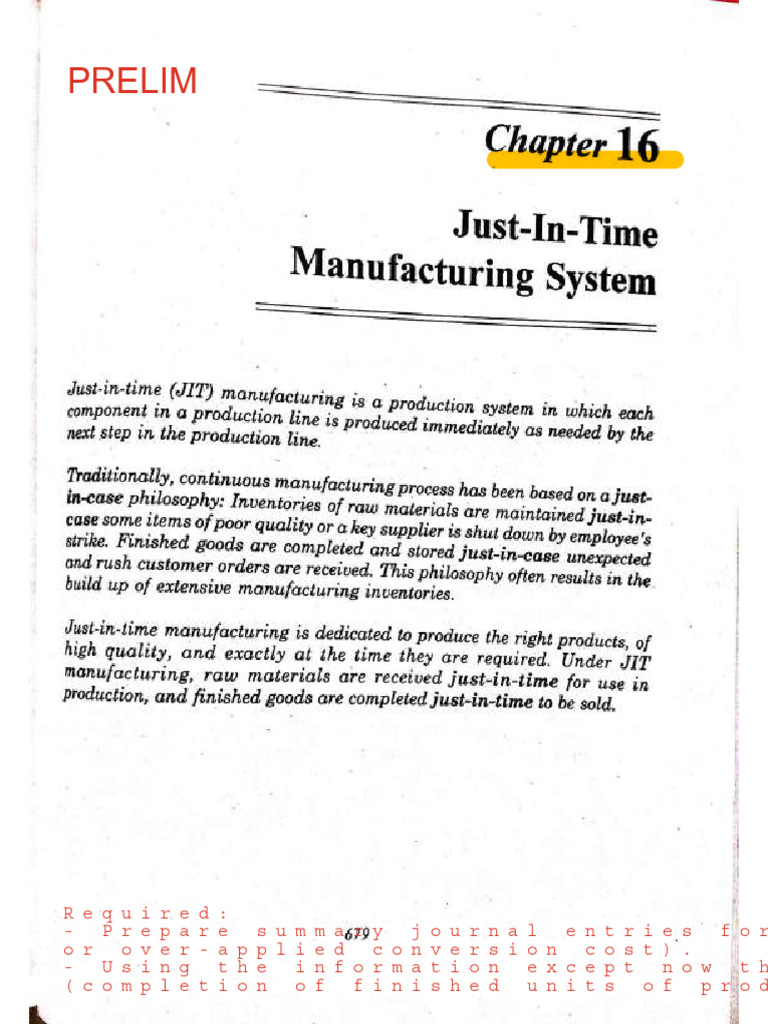 Chapter 16 - Just in Time Manufacturing System | PDF