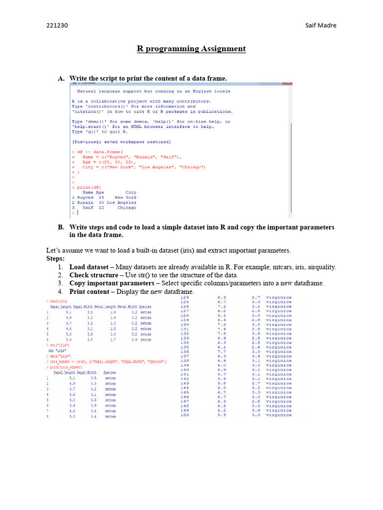 R Programming Assignment- Rugved[1] | PDF