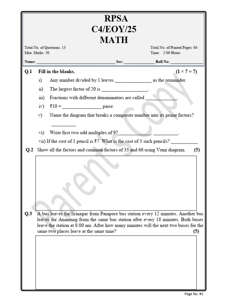 4th Math Paper | PDF | Number Theory | Arithmetic