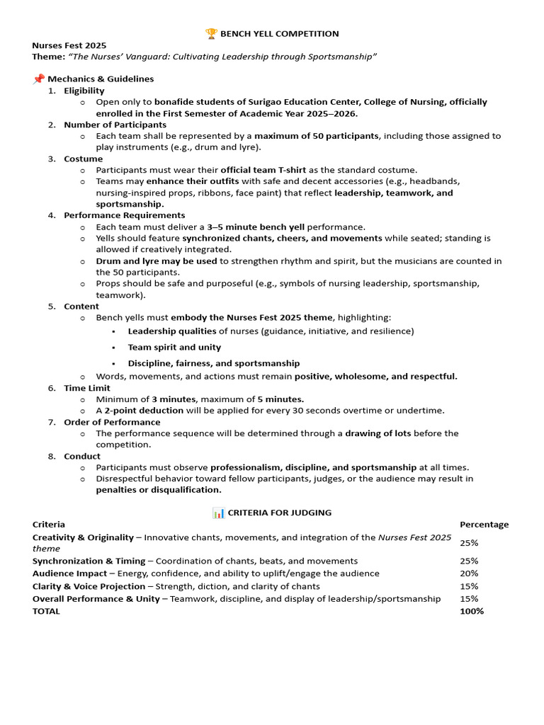Nurses Fest 2025 Sports Competitions Guide | PDF | Critical Thinking ...