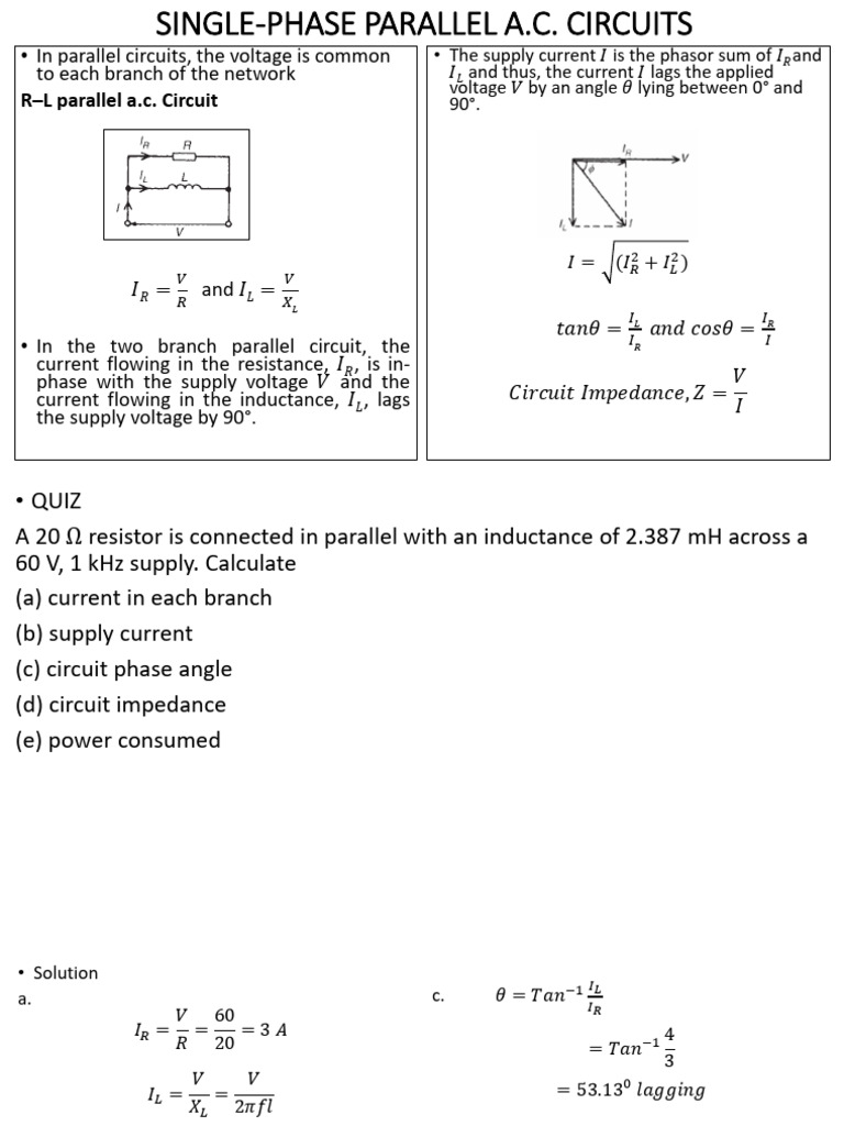 Single Phase AC Parallel Circuits | PDF | Series And Parallel Circuits ...