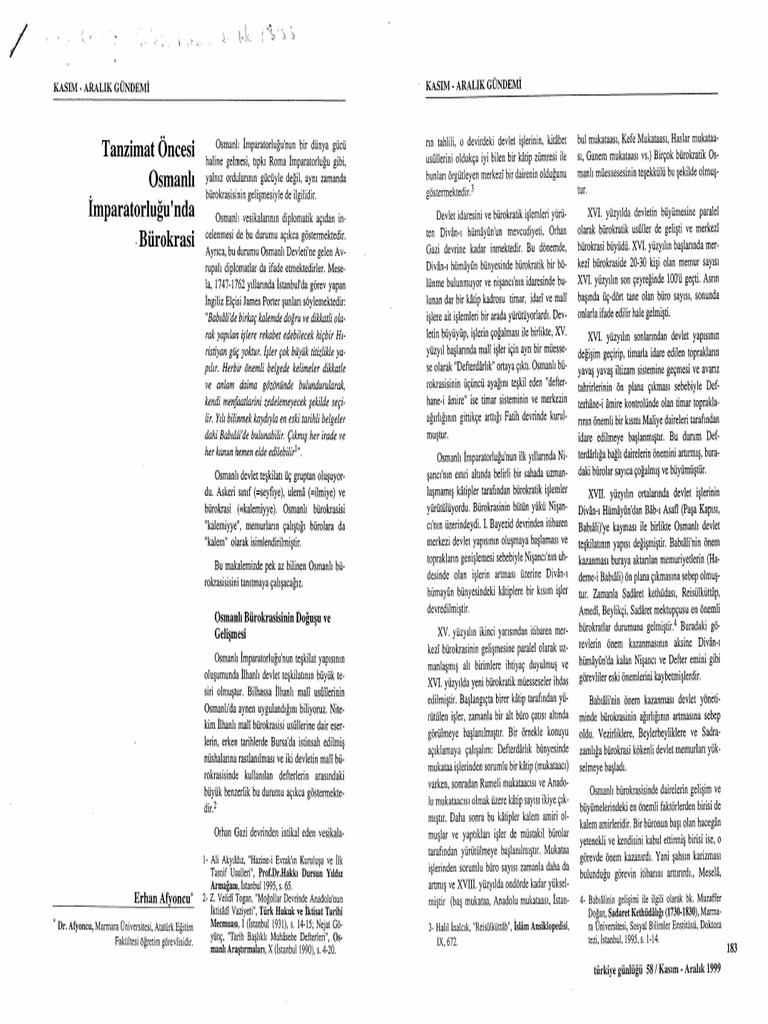 Tanzimat Öncesi Osmanlı Bürokrasisi | PDF