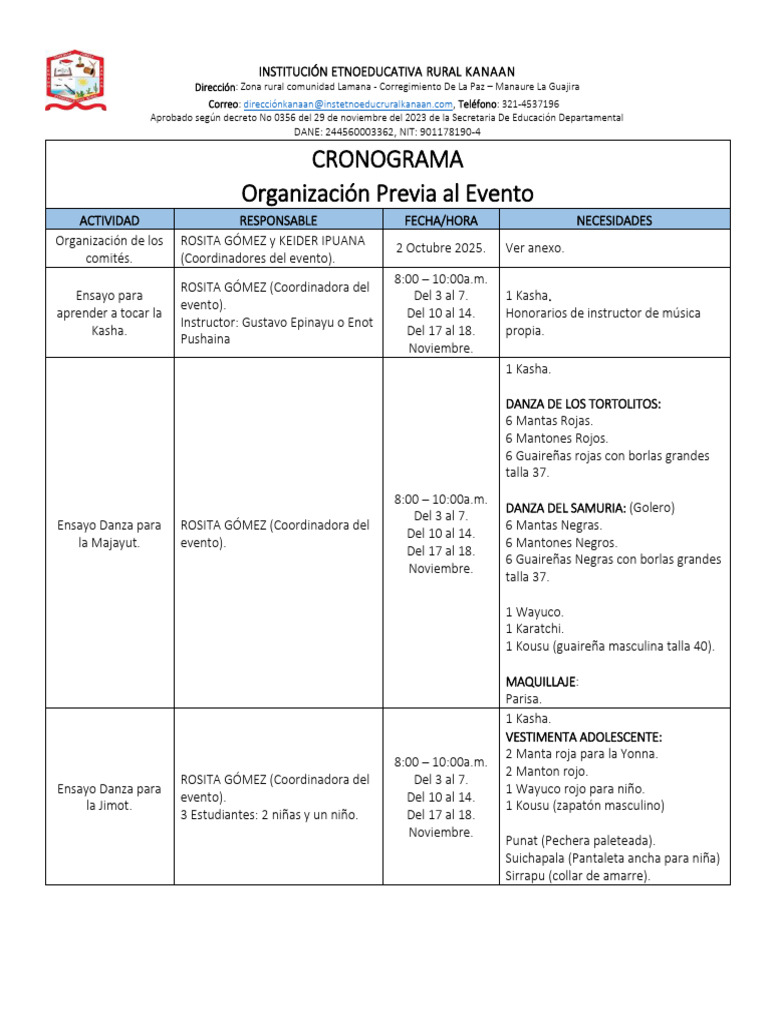 Cronograma Interculturalidad - Entregado | PDF