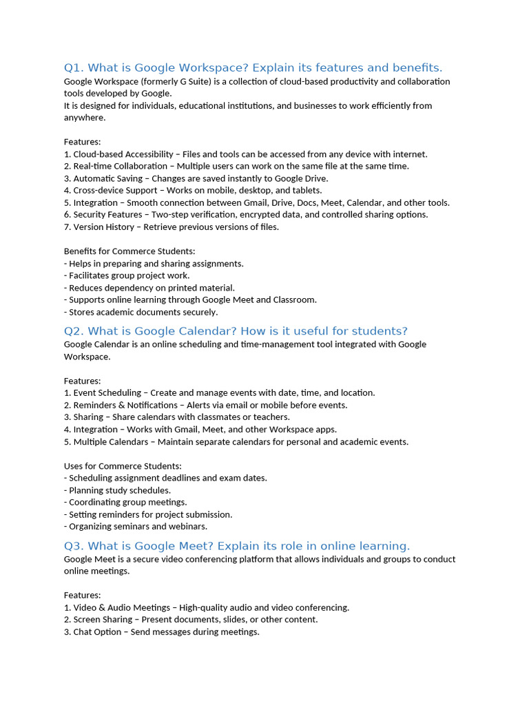 Google Workspace Overview for Students | PDF | World Wide Web ...