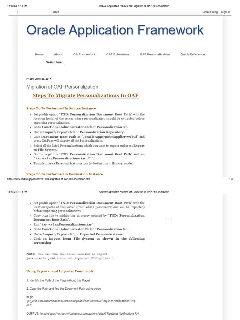Oracle Application Framework - Migration of OAF Personalization | PDF | Software | Software ...