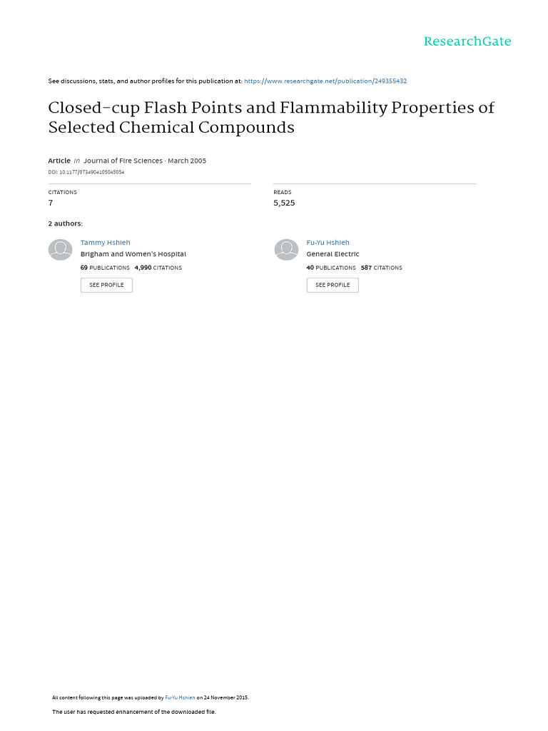 Closed-Cup Flash Points and Flammability Propertie | PDF | Combustion ...