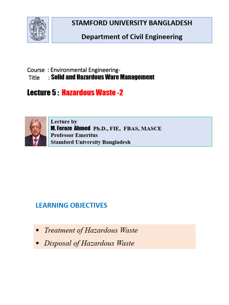 Lecture 8 Hazardous Waste 2 | PDF | Waste | Hazardous Waste