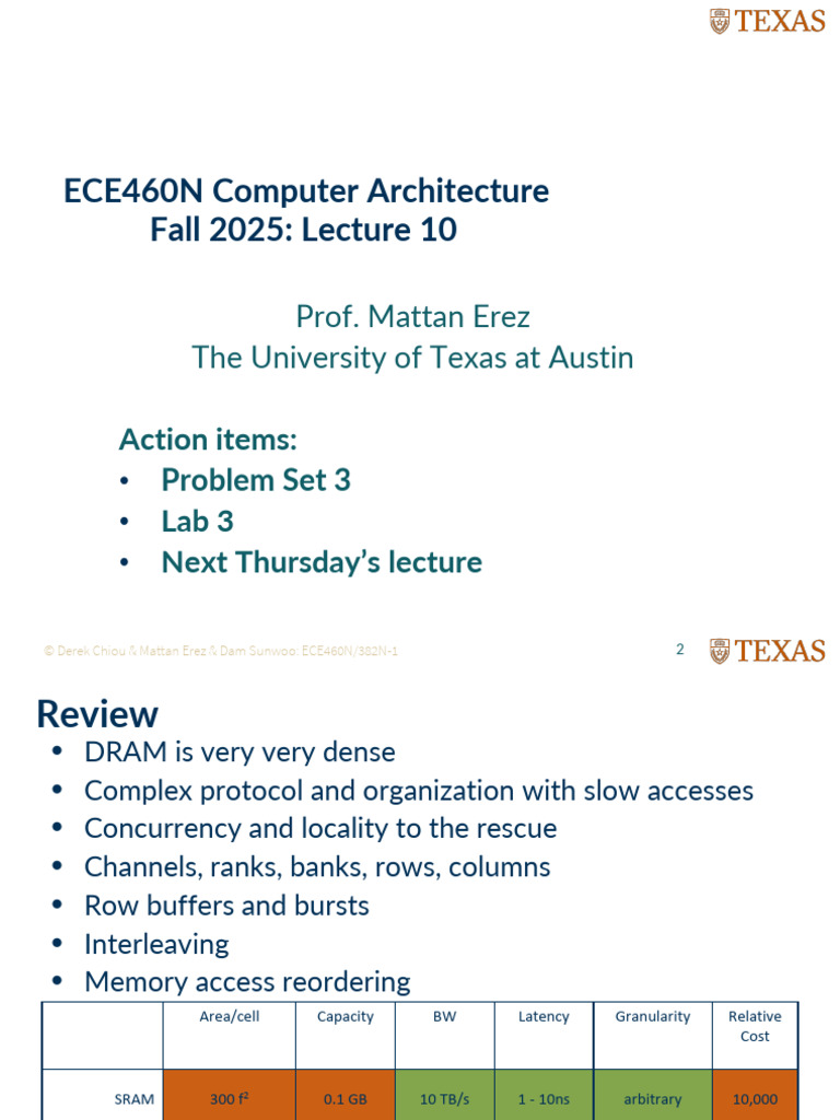 Lecture10 Caches Unannotated | PDF | Random Access Memory | Cpu Cache