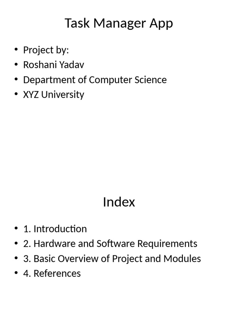 Task Manager App Overview and Specs | PDF