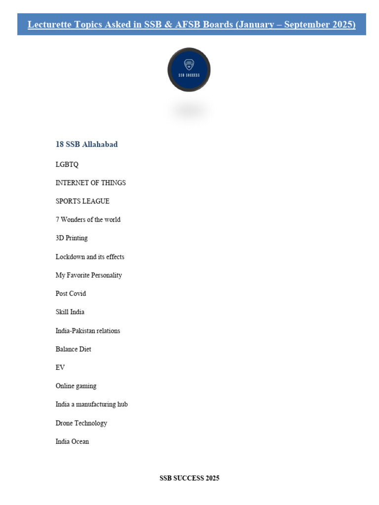 Lecturette Topics Jan To Sep 2025rrhgrigjr | PDF