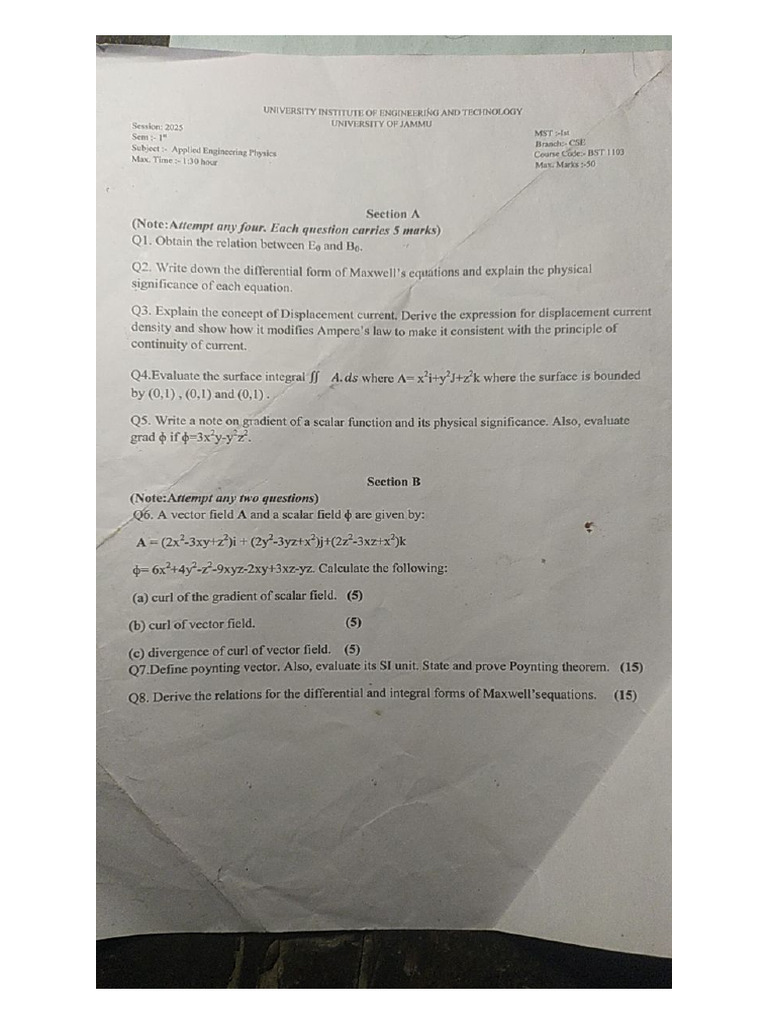 Universal Human Values MST Question Paper of KATHUA CAMPUS | PDF