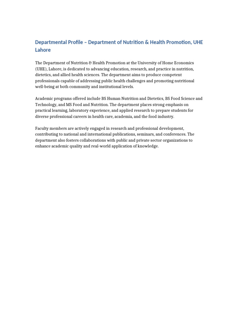 Departmental Profile UHE | PDF
