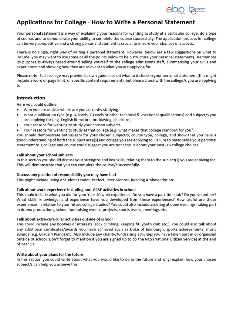 Writing a Compelling College Personal Statement | PDF