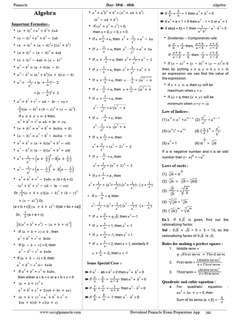 Algebraic Identities Overview | PDF | Algebra | Mathematics