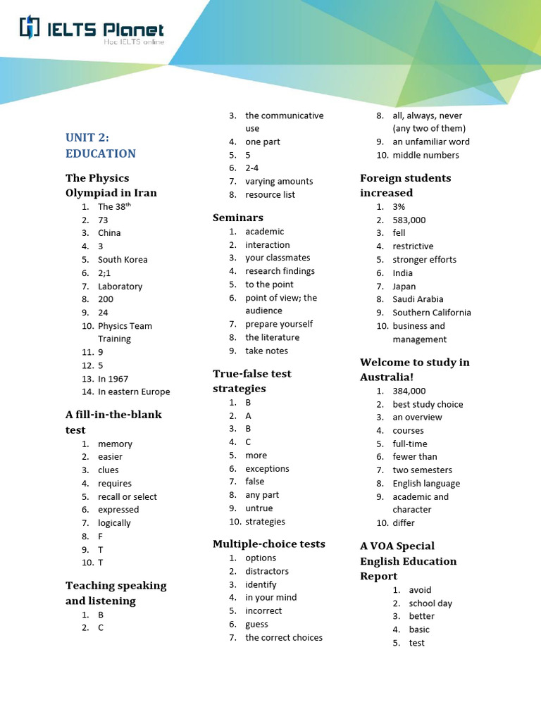 Gap Filling HW Key Advanced 2 | PDF